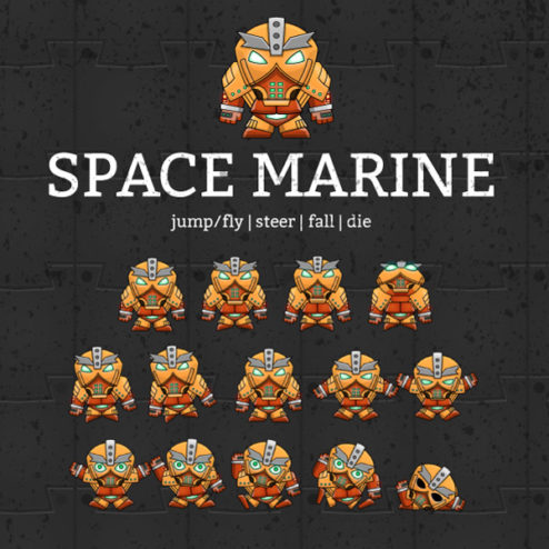 Space Marine Game Art Character Sprites